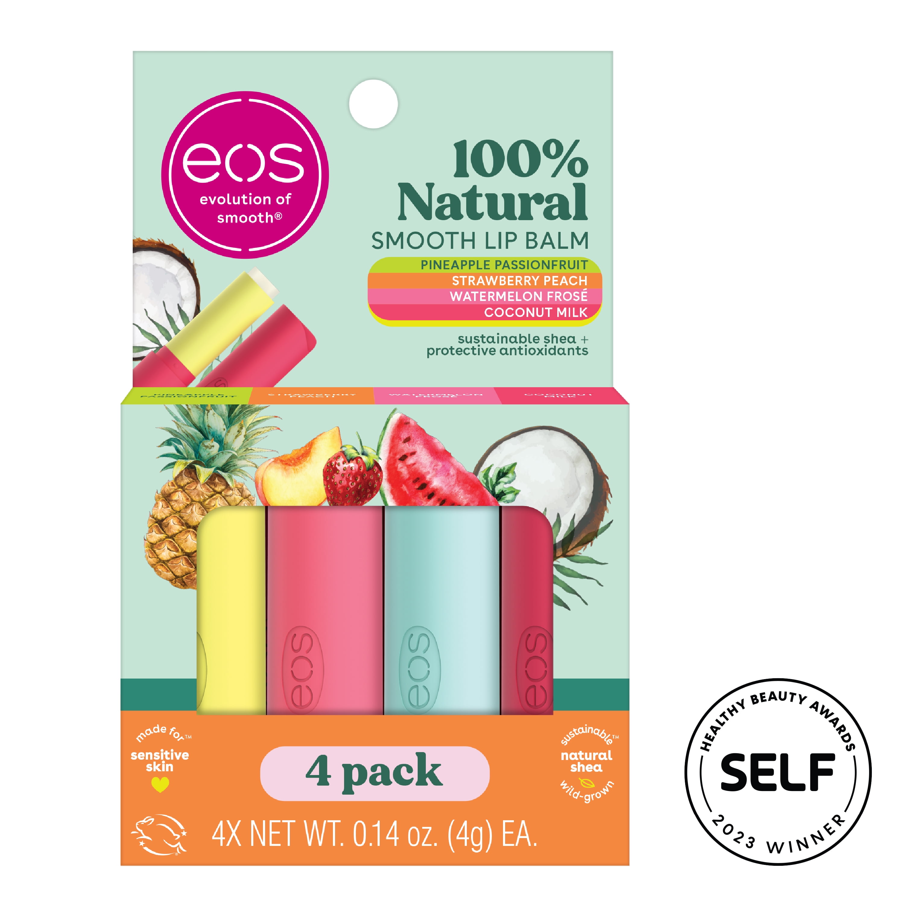 eos 100% Natural Shea Lip Balm - Sweet Strawberry Peach Set | Multipack ...