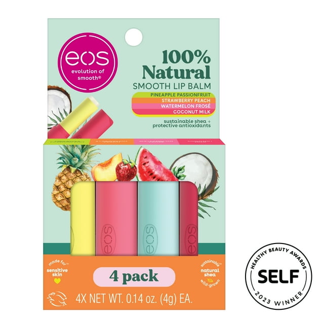eos 100% Natural Shea Lip Balm - Sweet Strawberry Peach Set | Multipack ...