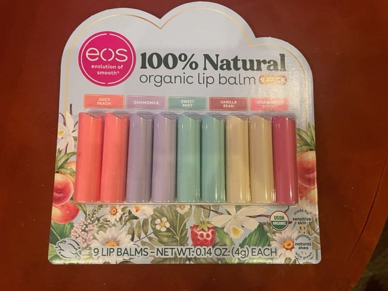 eos Organic Lip Balm, 9 Sticks - Sweet Mint, Strawberry, Vanilla, Peach ...