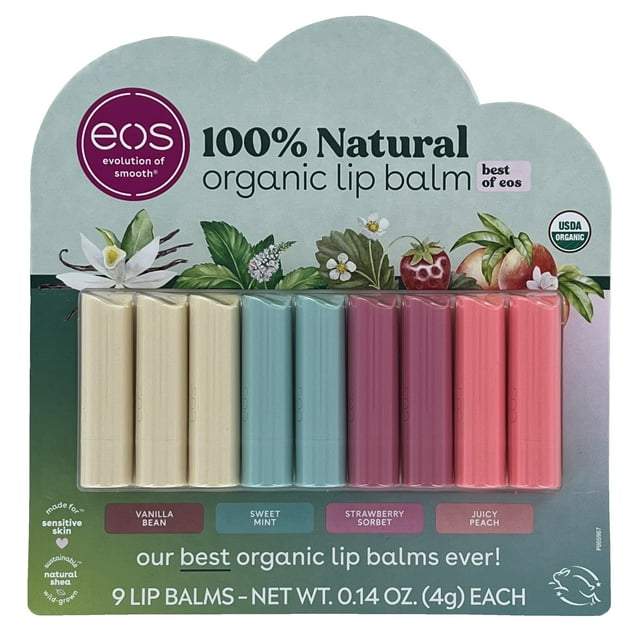 eos Best of Lip Balm Variety Pack, 9 Sticks - Vanilla Bean, Sweet Mint ...