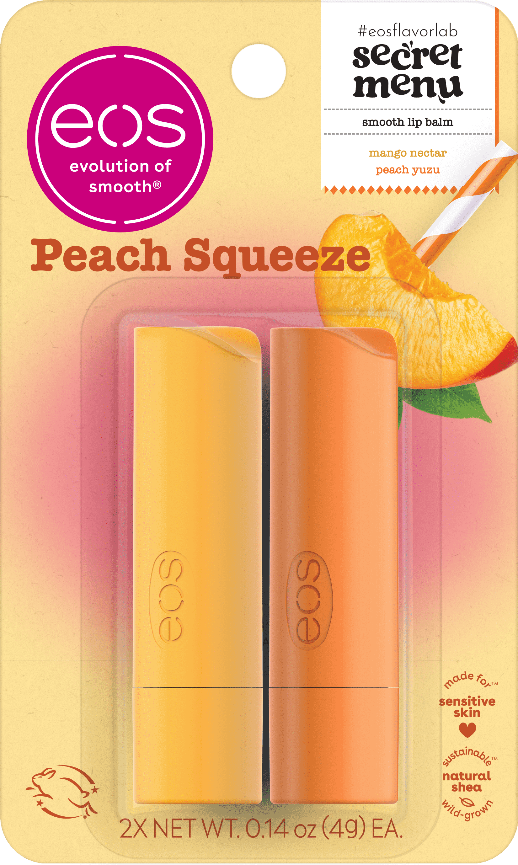 eos Peach Squeeze Lip Balm Stick - 0.28oz/2pk - Walmart.com