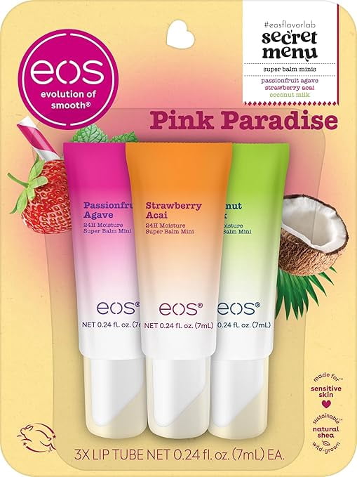 eos Pink Paradise Mini Lip Balm Tube Blister - 0.51oz/3pk - Walmart.com