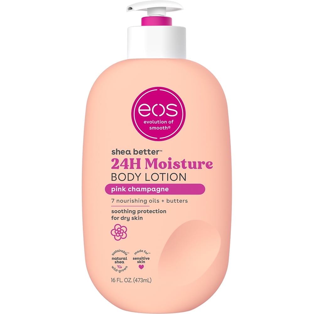 eos Shea Better Body Lotion for Dry Skin, Pink Champagne, 16 fl oz- 3 ...