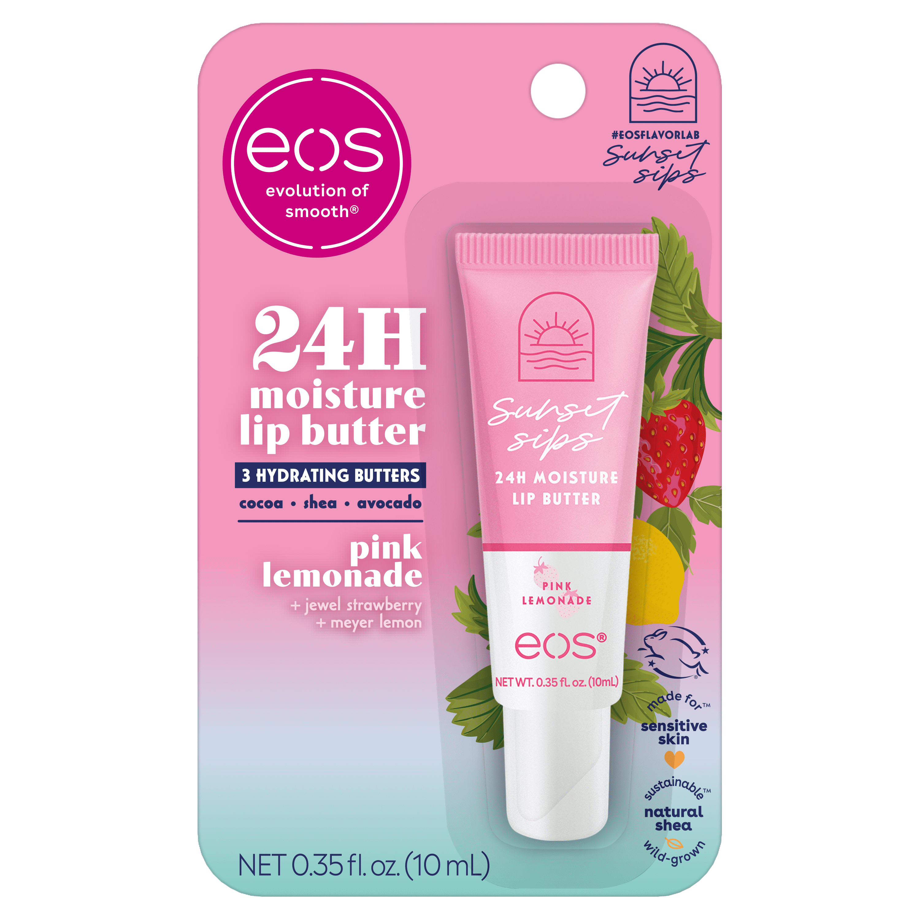 eos Sunset Sips Pink Lemonade Lip Butter 24HR Moisture 0.35 fl oz, 1 ...