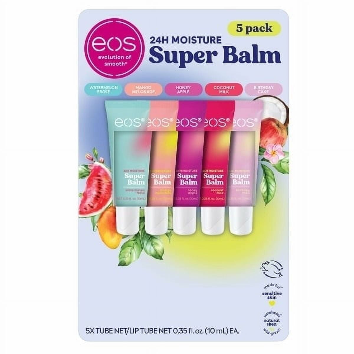 eos Super Balm, Unscented Hydrating Lip Treatment, Variety Pack, 24 ...