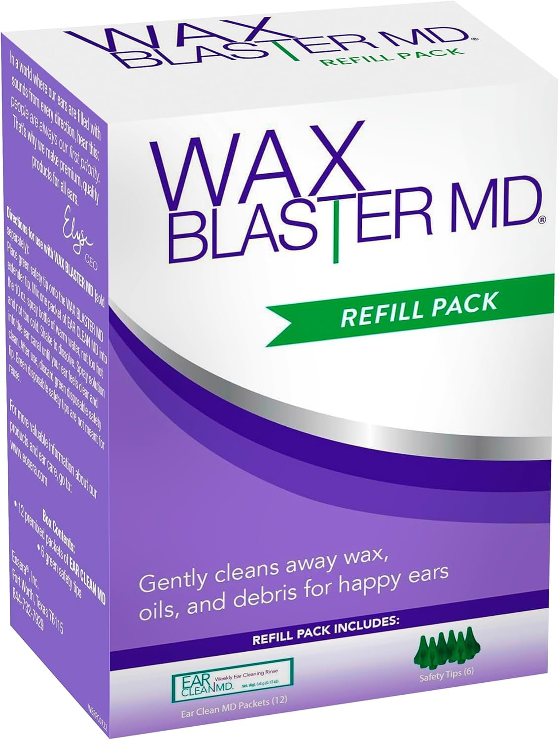 eosera® Wax Blaster MD® Refill Pack - 12 Ear Clean MD® Packets & 6 Wax ...