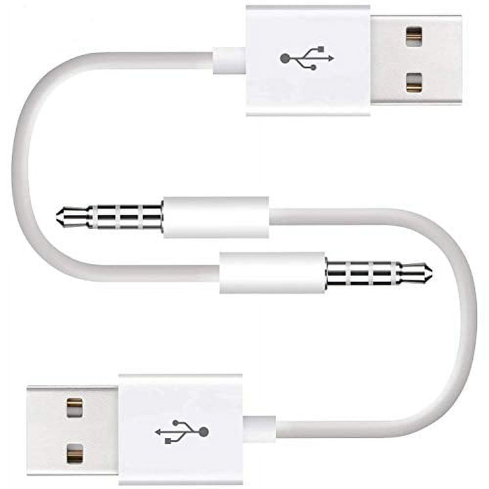 epacks for iPod Shuffle Cable, 2-Pack 3.5mm Jack Plug to USB Power ...