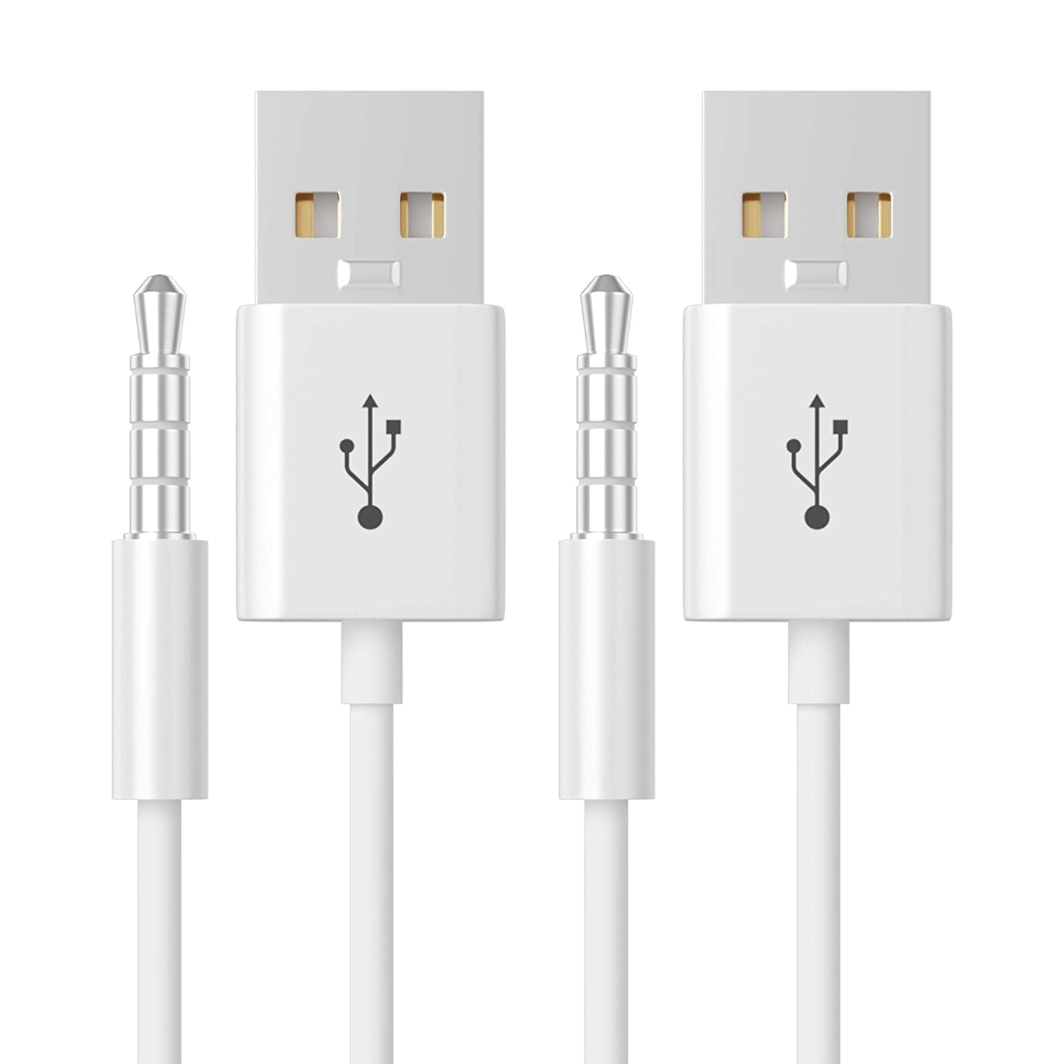 epacks iPod Shuffle Cable, 2 Pack 3.5mm Jack/Plug to USB USB Power ...