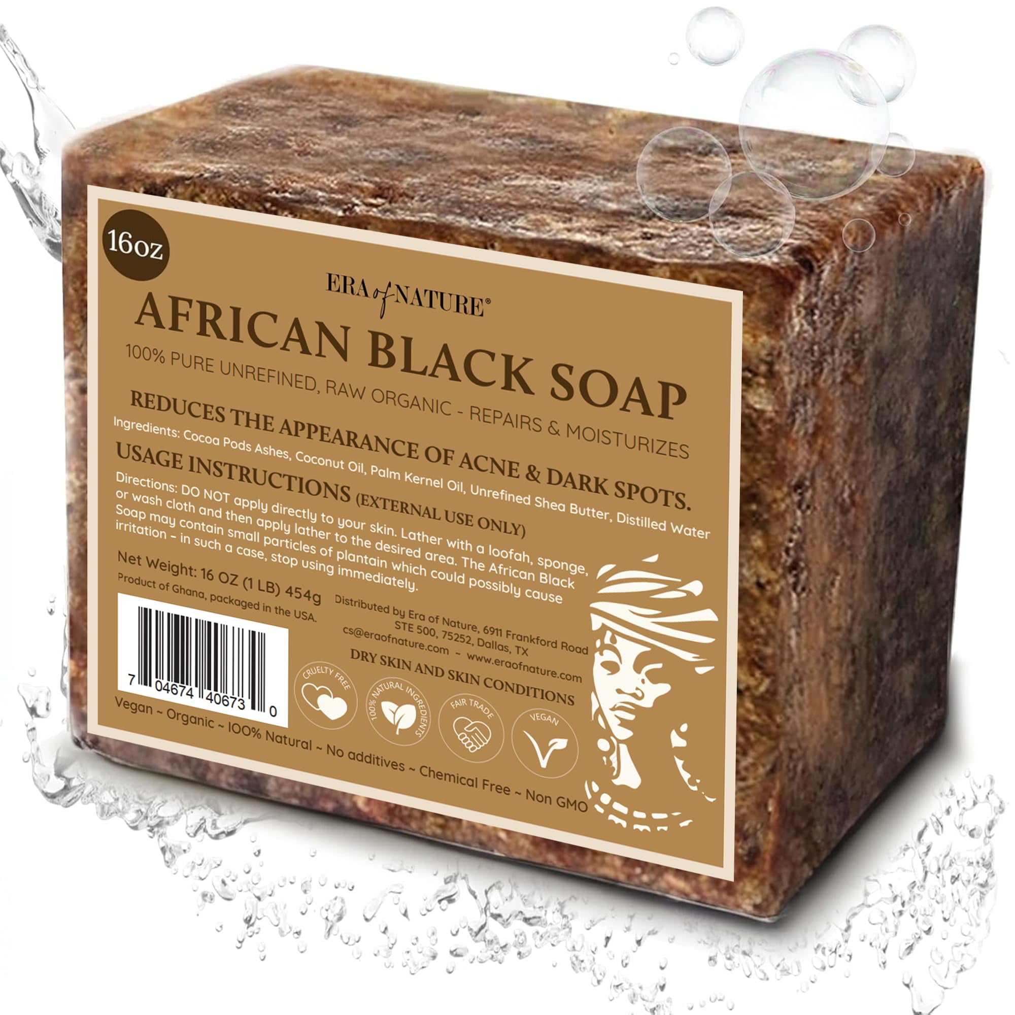 era of nature Best VTF5 Raw ORGANIC AFRICAN BLACK SOAP, for Dry Skin ...