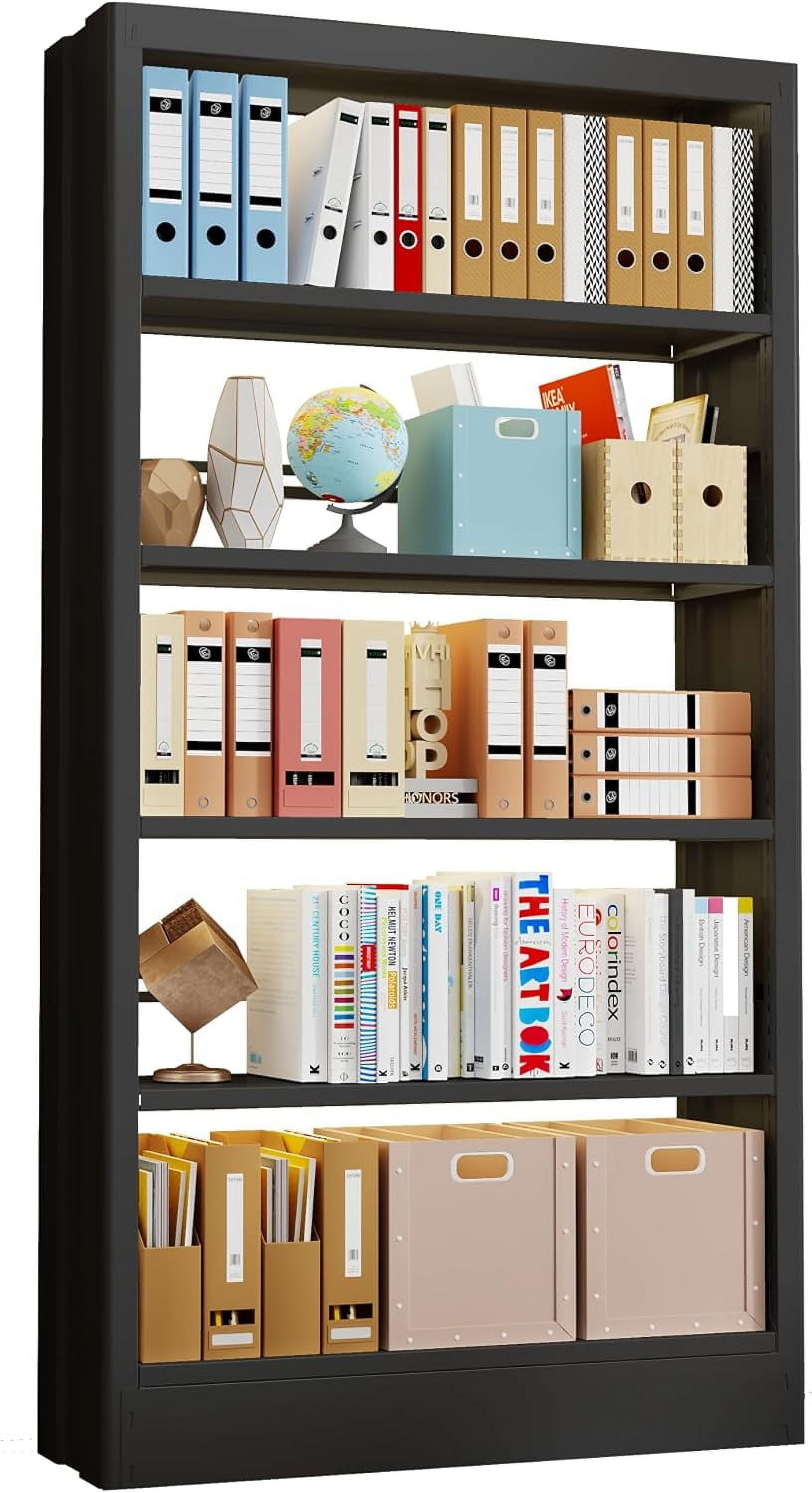 ercghopb 5-Tier Bookcase and Bookshelf 71" H Free Standing Metal ...