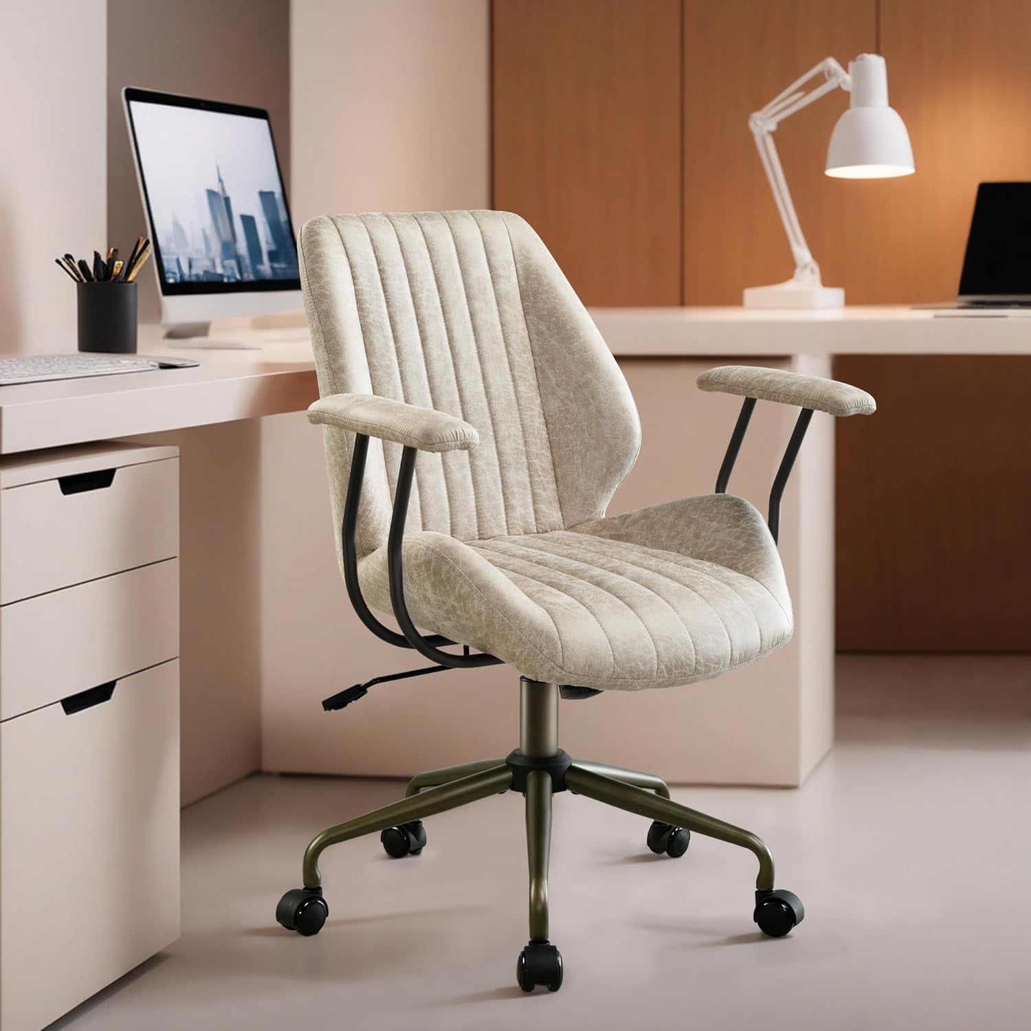 ercxhui Ergonomic Office Chair Mid Century Computer Chair Comfy Executive Chair with Extra Wide ...