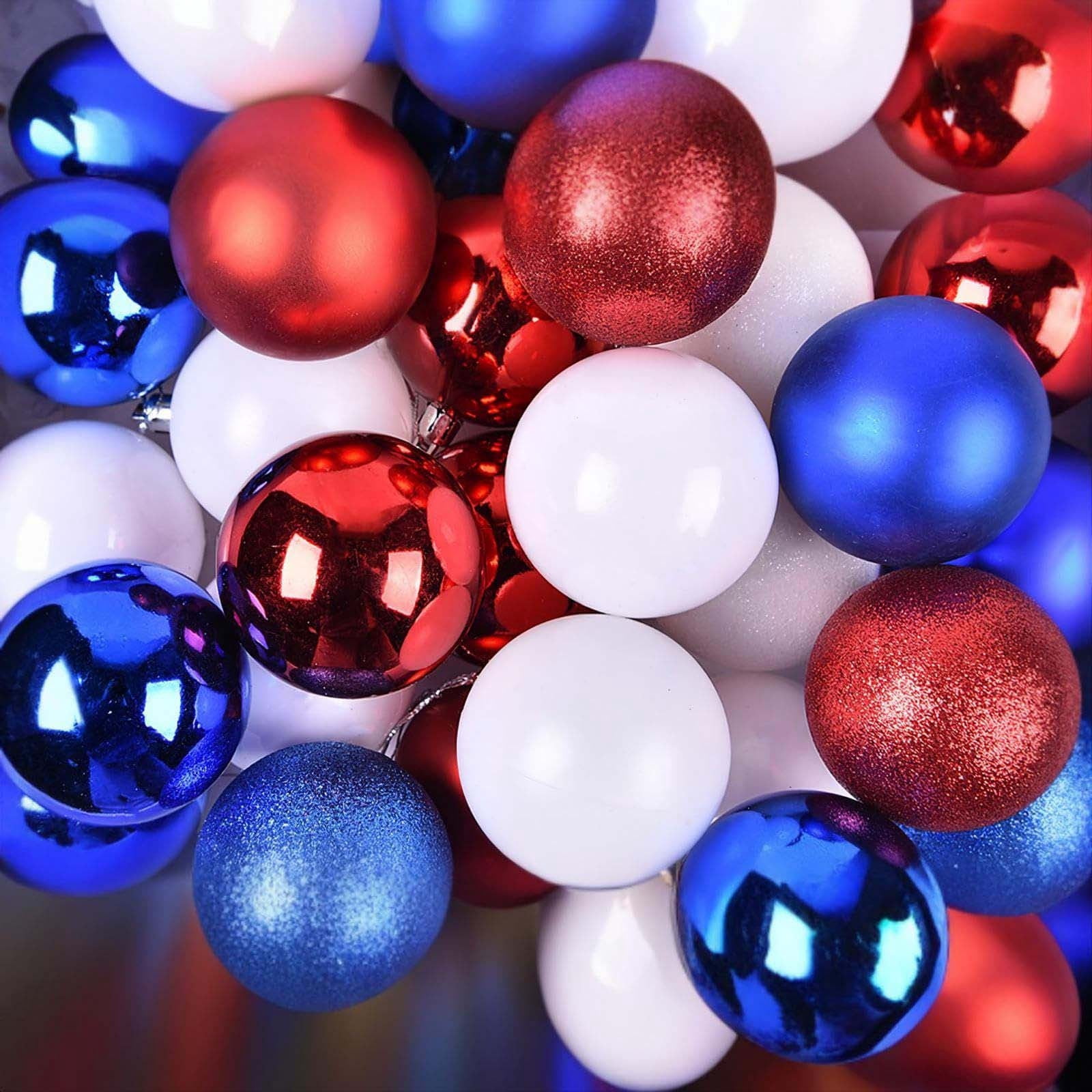 erdimoy 4th of July Patriotic Ball Ornaments Set, 24PCS Red White Blue ...