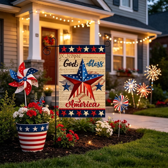 erdimoy 4th of July Patriotic Garden Flag, 12"x18" "God Bless America ...