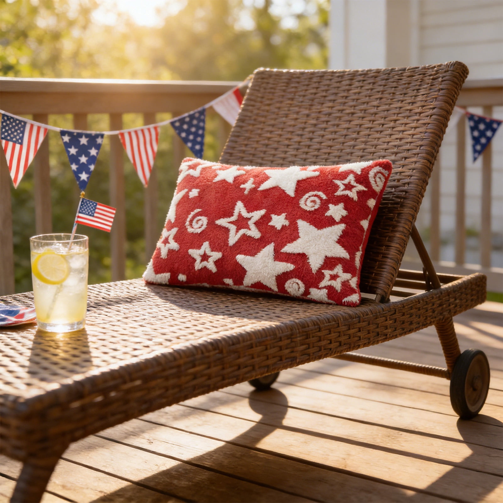 erdimoy Patriotic Star Pattern Plush Lumbar Pillow Cover, 19.69" x 11. ...