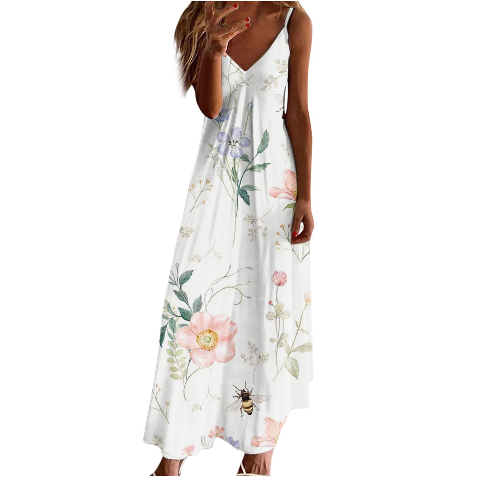 Erdiore Sun Dresses For Women 2024 Vacation Summer Tank Dress Tropical
