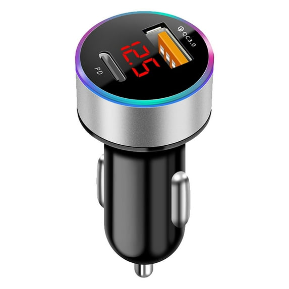 erfcxs 3.1A Dual USB Car C-harger 2 Port LCD Display 12-24V C-igarette ...