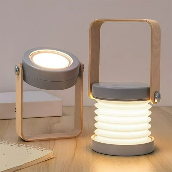 erfcxs 4 In 1 Folding Table Lamp Retractable LED Light Wooden Handle ...