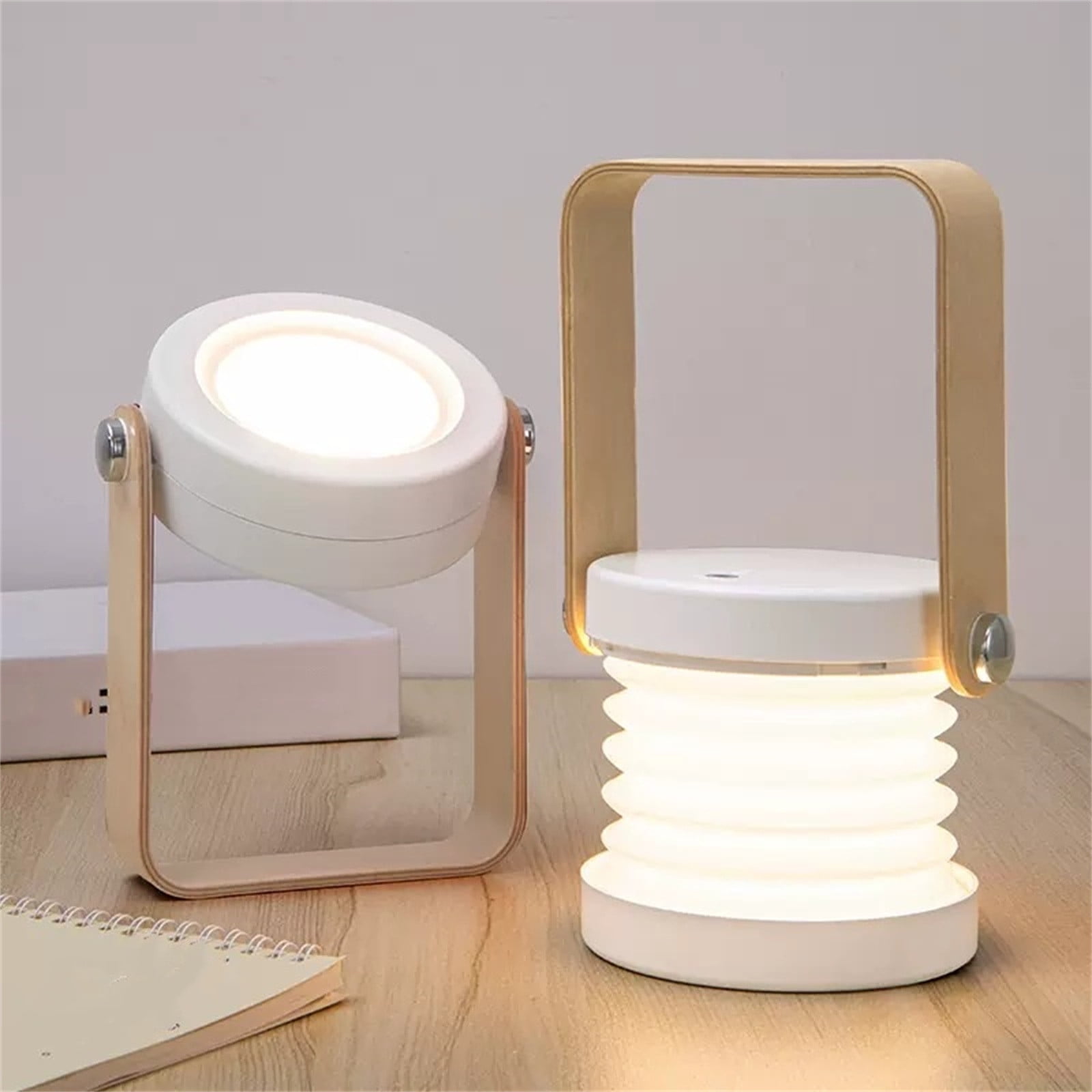 erfcxs 4 In 1 Folding Table Lamp Retractable LED Light Wooden Handle ...