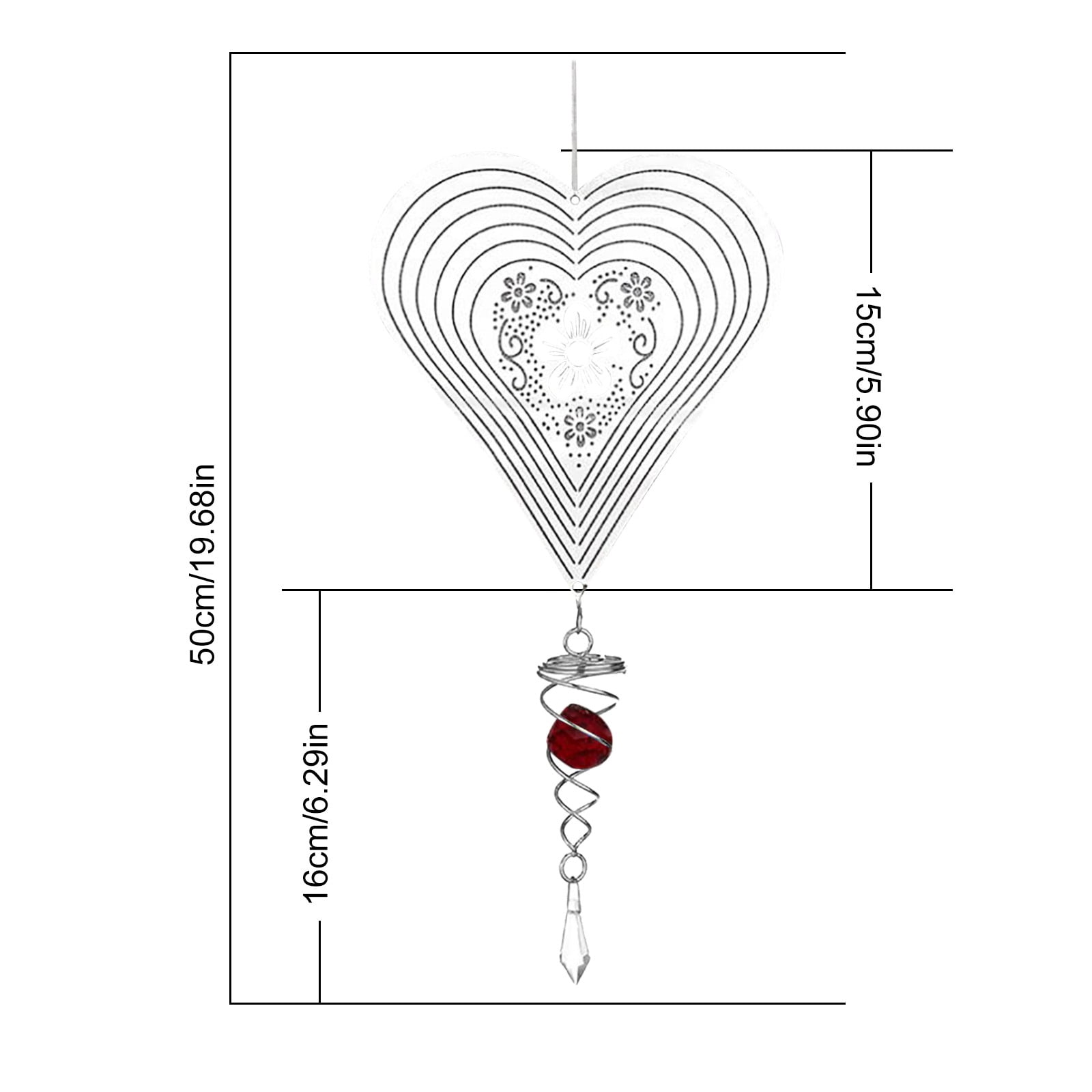 erfcxs Beautiful Crafts Heart-Shaped Wind Chimes Decoration Home ...