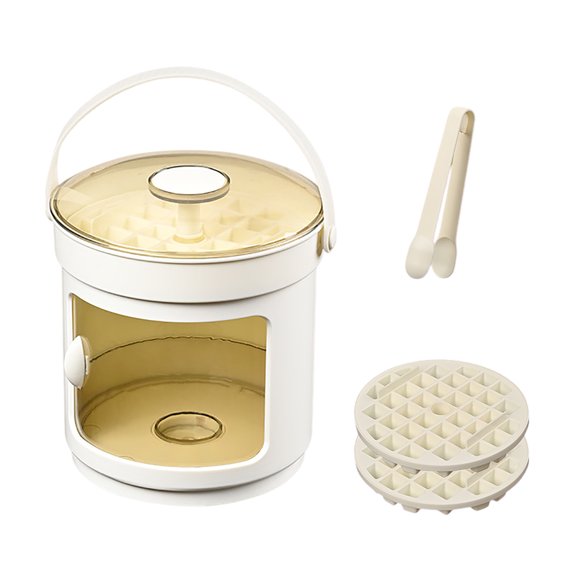 erfcxs Compact Double Layer Ice Cube Tray with Lid and Bin, One-Click ...