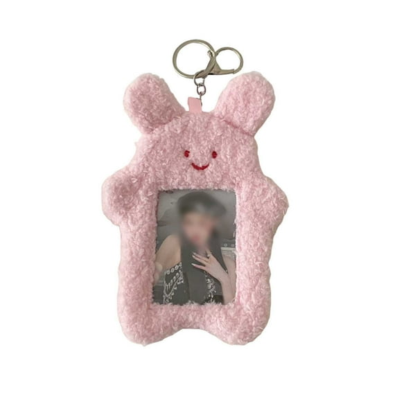 erfcxs Cute Photocard Holder With Keychain Cartoon Cat Rabbit Photo ...