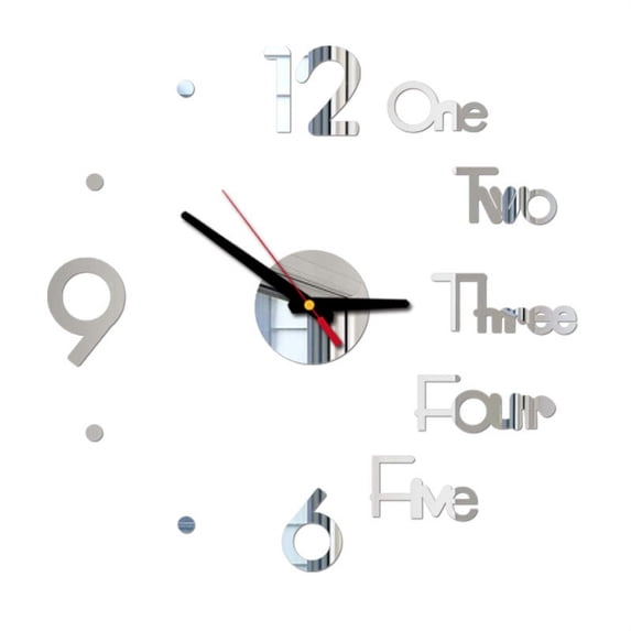 erfcxs DIY Wall Clock 3D Mirror Surface Sticker Home Office Decor Clock ...
