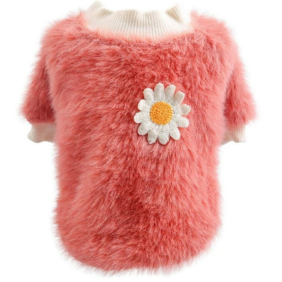 erfcxs Dog Sweaters for Small Dogs Girl Daisy Style Plush Round Neck ...