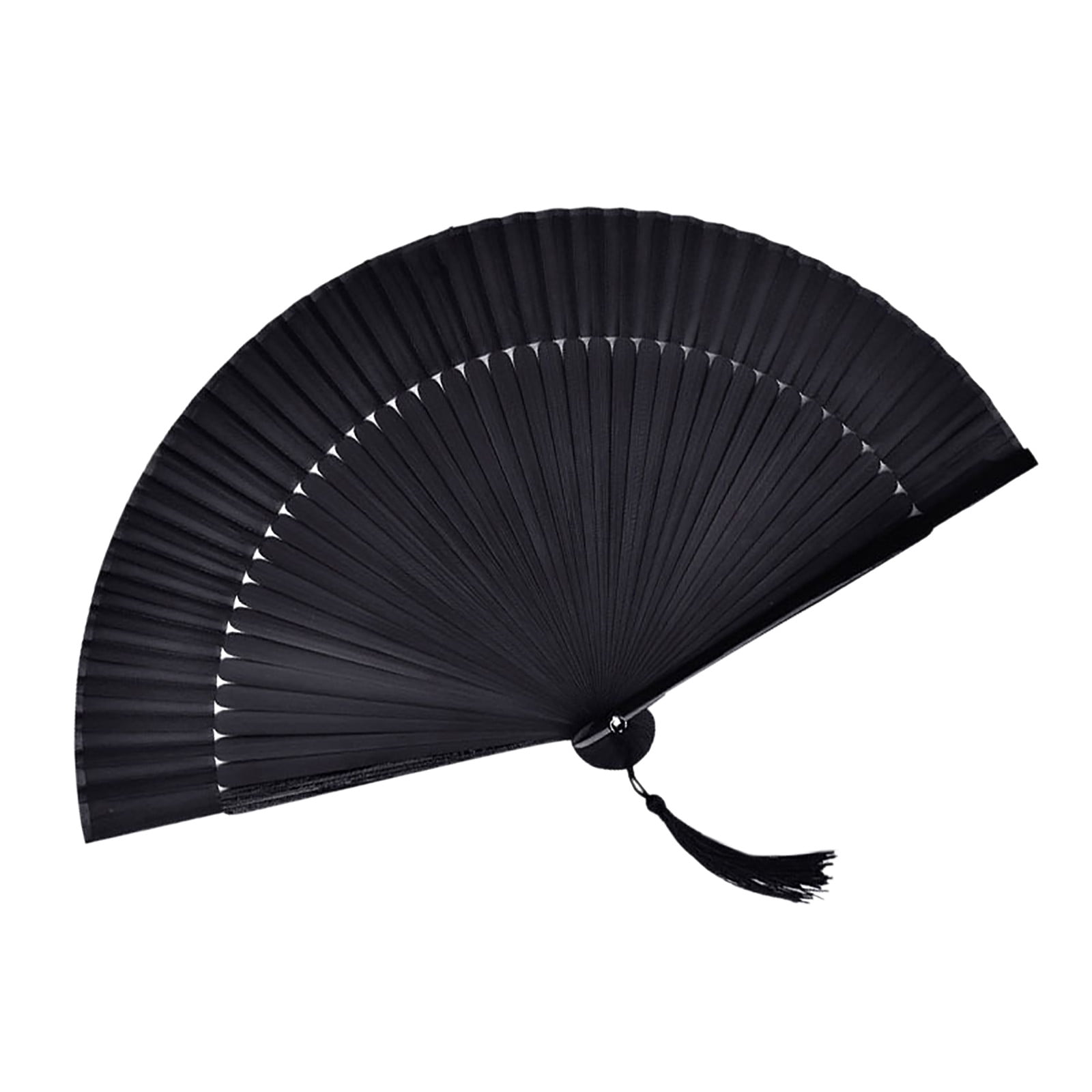 erfcxs Folding Hand Fan Black Silk Hand Fans For Women Foldable Chinese ...