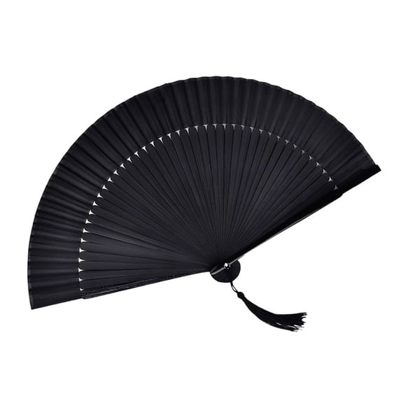 erfcxs Folding Hand Fan Black Silk Hand Fans For Women Foldable Chinese ...