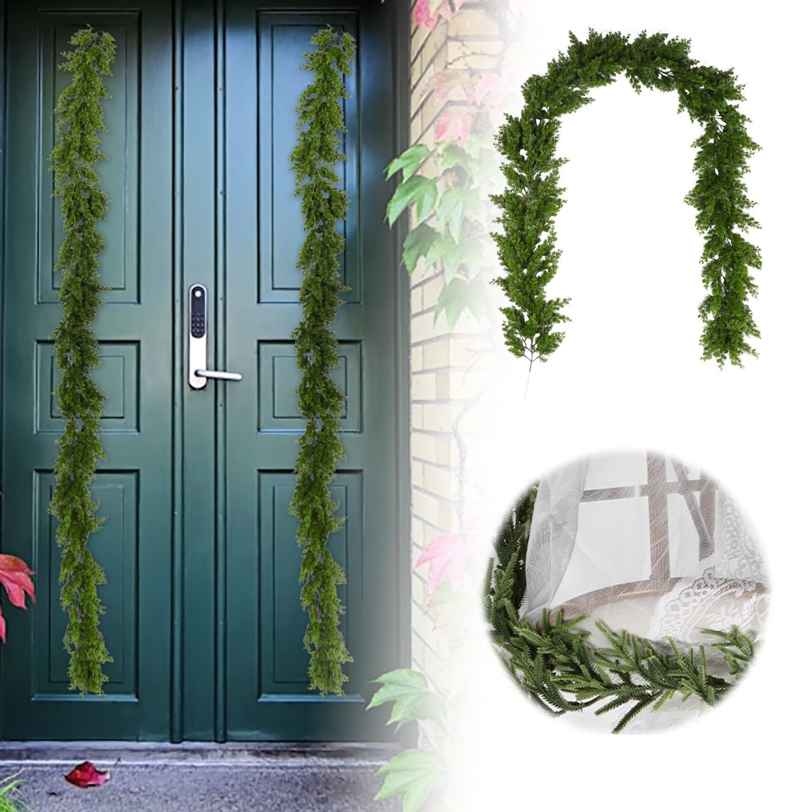 erfcxs Greenery Vine Leaves For Door Wall Mantle Fireplace Wedding ...