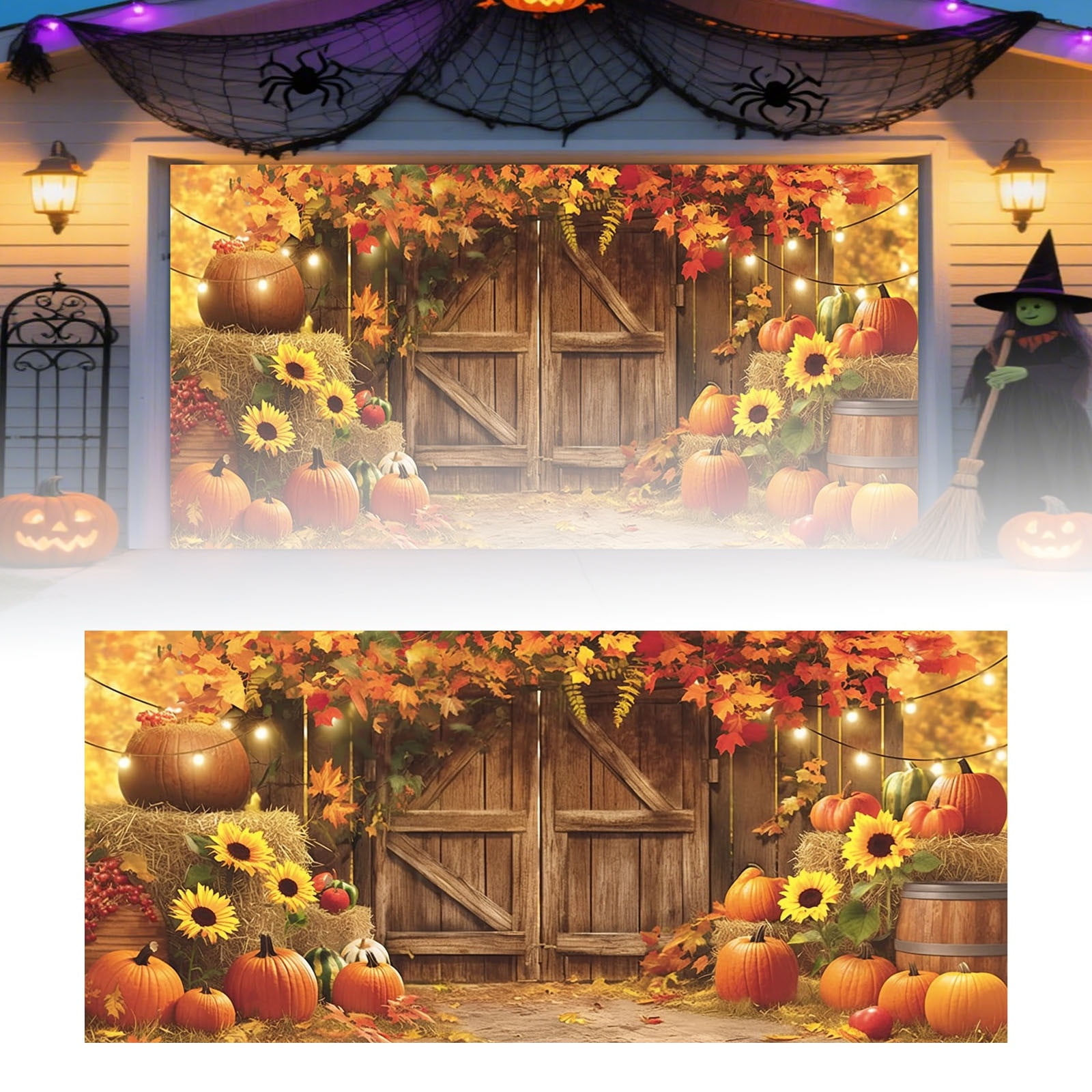 erfcxs Halloween Garage Banner Decorations Outdoor Indoor Hanging Party ...