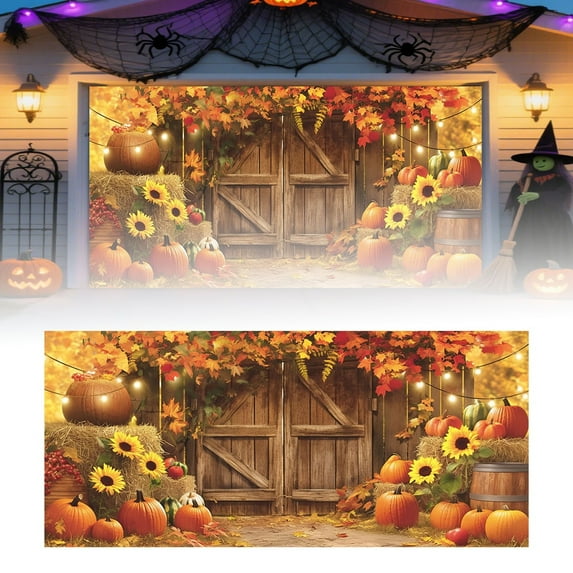 erfcxs Halloween Garage Banner Decorations Outdoor Indoor Hanging Party ...