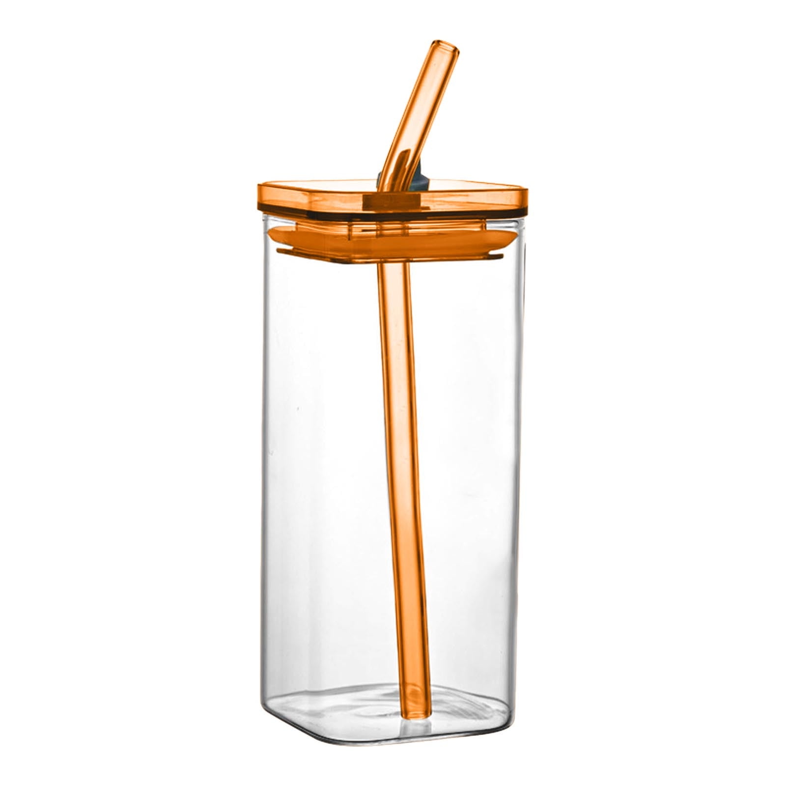 erfcxs Heat Straw Glass Cup 400ML Cold Drink Cup Juice Cup With Lid ...