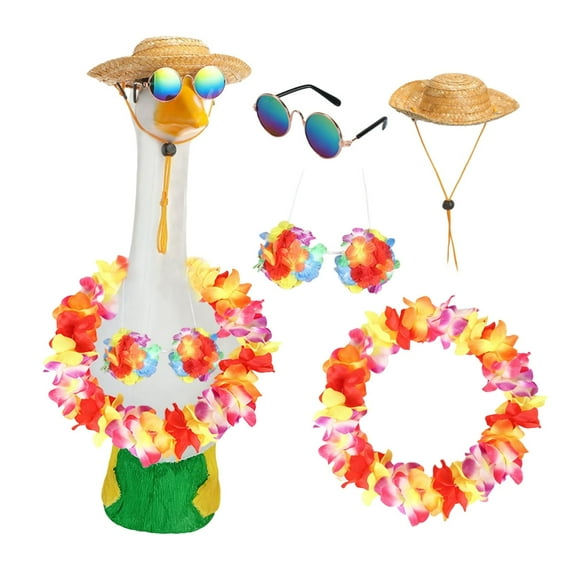 erfcxs Holiday Porch Goose Garland Straw Hat Sunglasses White Goose ...