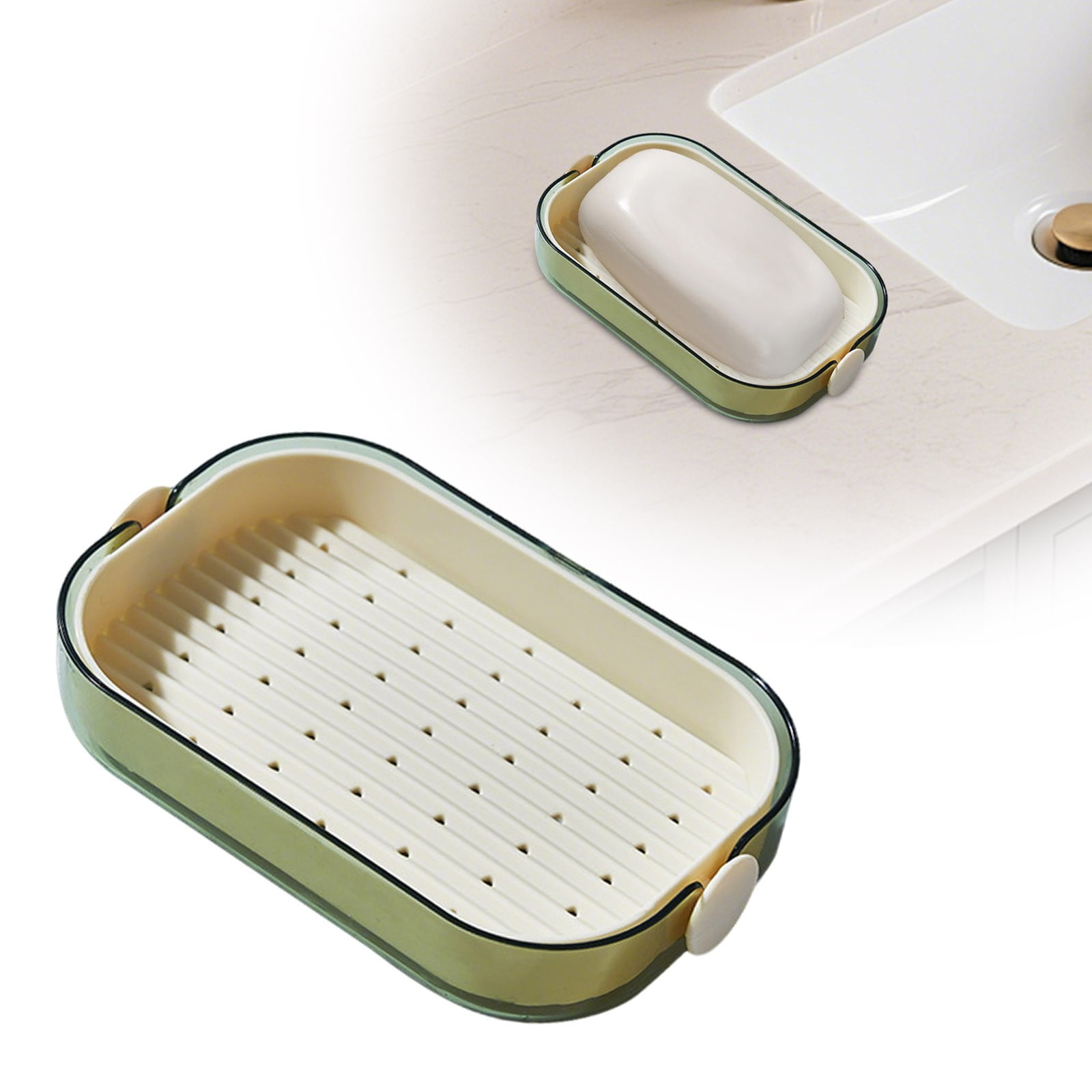 erfcxs Household Double Layer Drain Soap Bathroom Punch Soap Drain ...