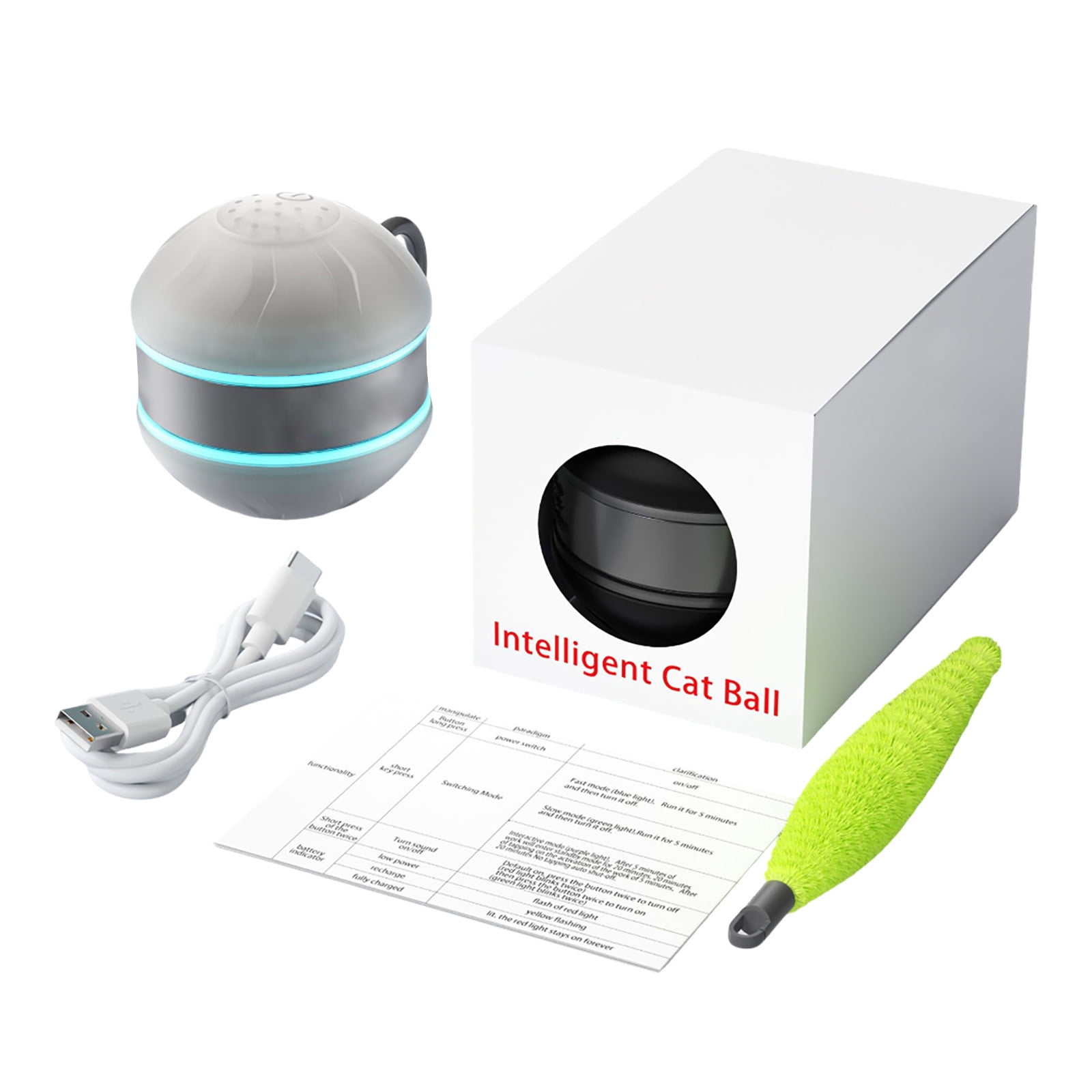 erfcxs Interactive Motion Activated Rechargeable LED Rolling Cat Toy ...