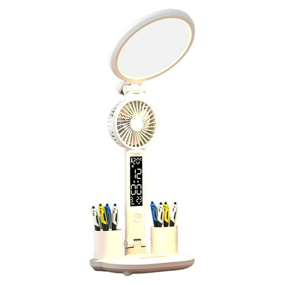erfcxs LED Desk Lamp Fan Clock 3200mah Rechargeable/USB Led Display ...