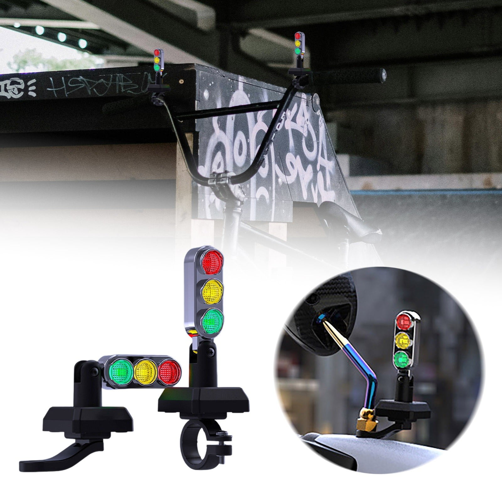 erfcxs LED Handlebar Traffic Light USB Rechargeable Motorcycle/Bike ...