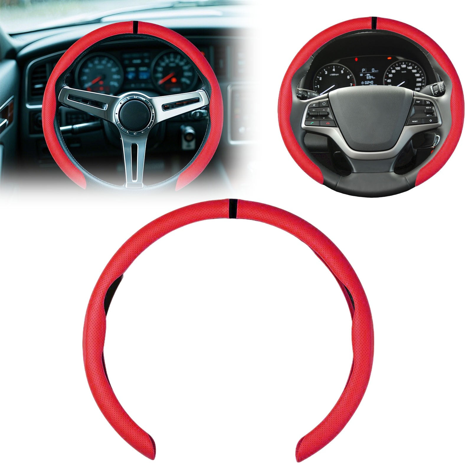 erfcxs Leather Steering Wheel Cover For All Seasons Perforated Sweat ...