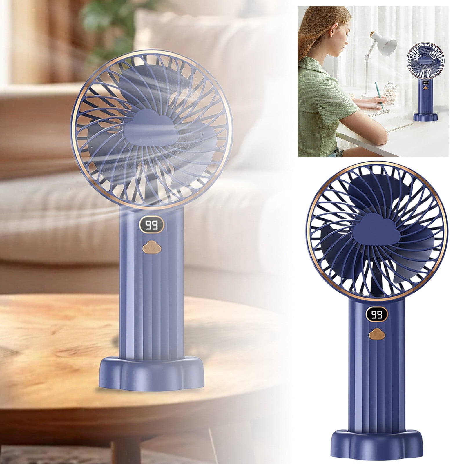erfcxs Mini Handheld Fan With Digital Display – USB Rechargeable ...