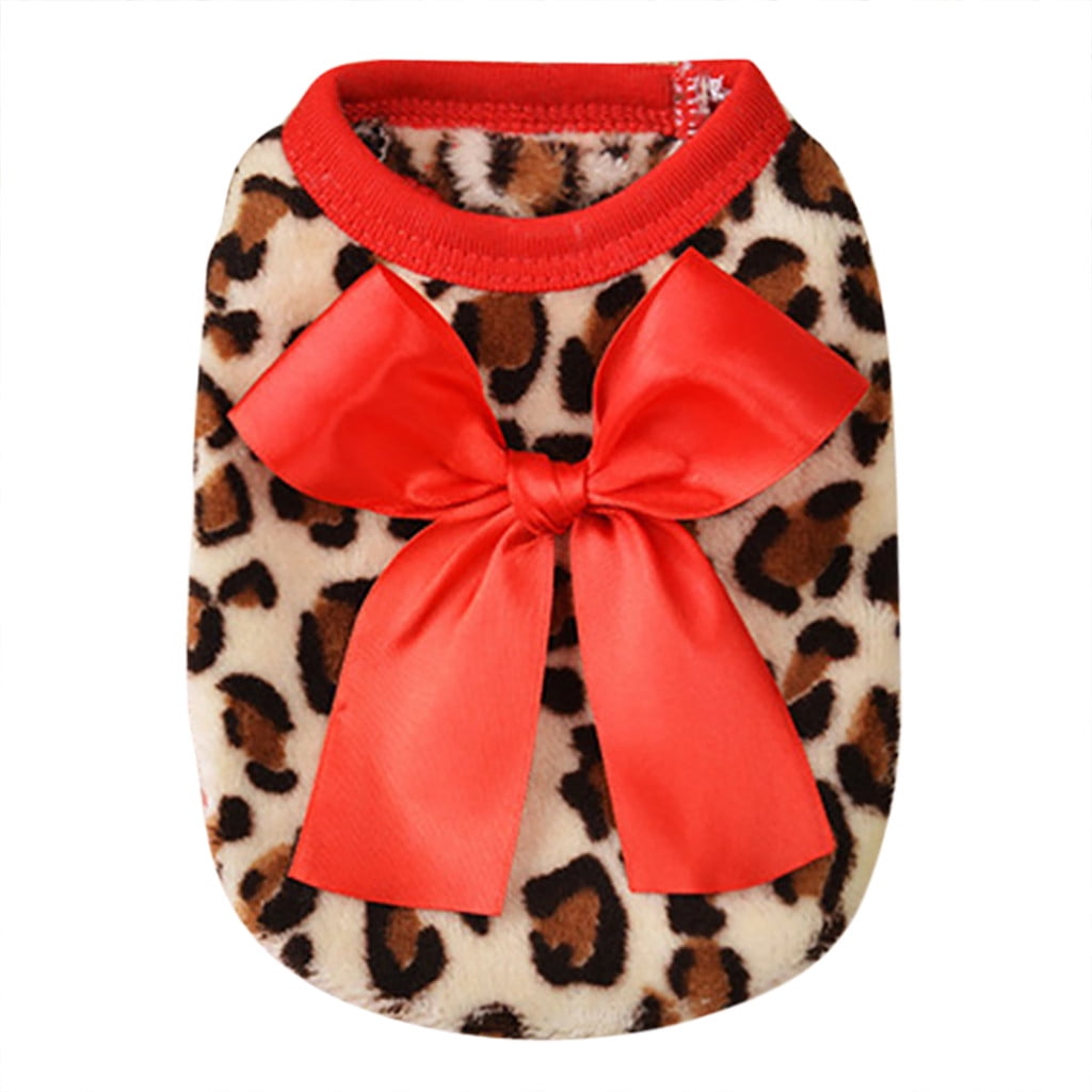 erfcxs New Festive Coral Leopard Pet Vest Autumn And Winter Cat Dog ...