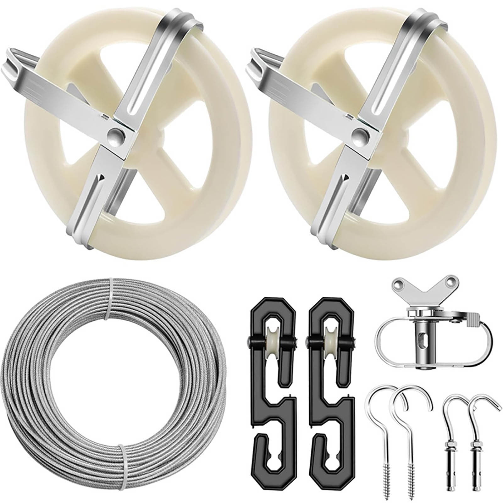 Outdoor Clothes Drying Line Set with Steel Wire Rope 5 Inch Pulley S ...