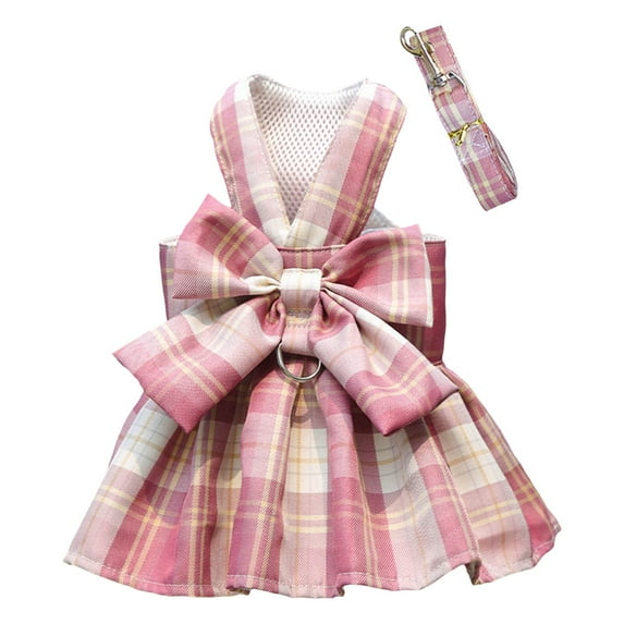 erfcxs Pet Plaid Skirt Chest Strap Traction Rope Walking Dog Cat Vest ...
