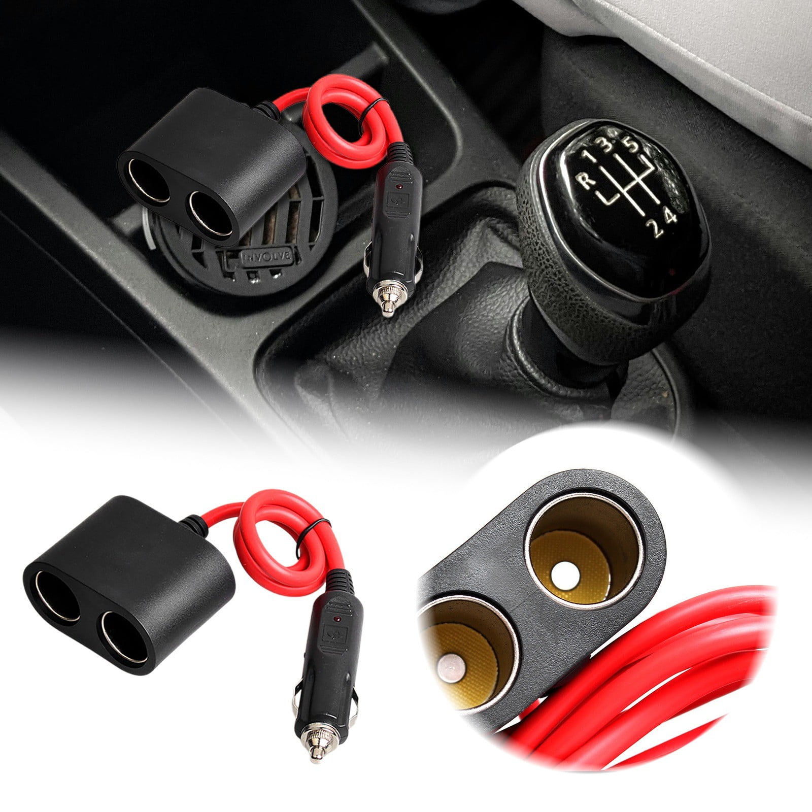 erfcxs Port Car Splitter Heavy Duty 12V/24V Power Adapter For Vehicles ...