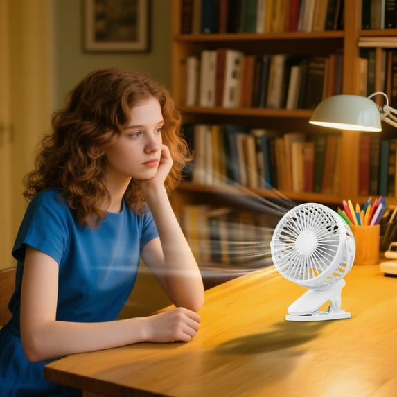 erfcxs Portable Clip On Fan With USB Rechargeable Battery Operated ...