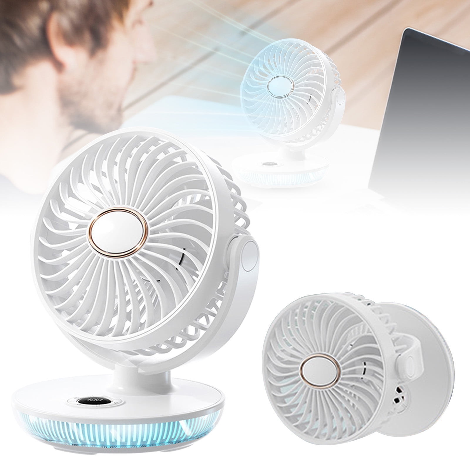 erfcxs Portable Rechargeable USB Fan with Powerful Airflow for Personal ...