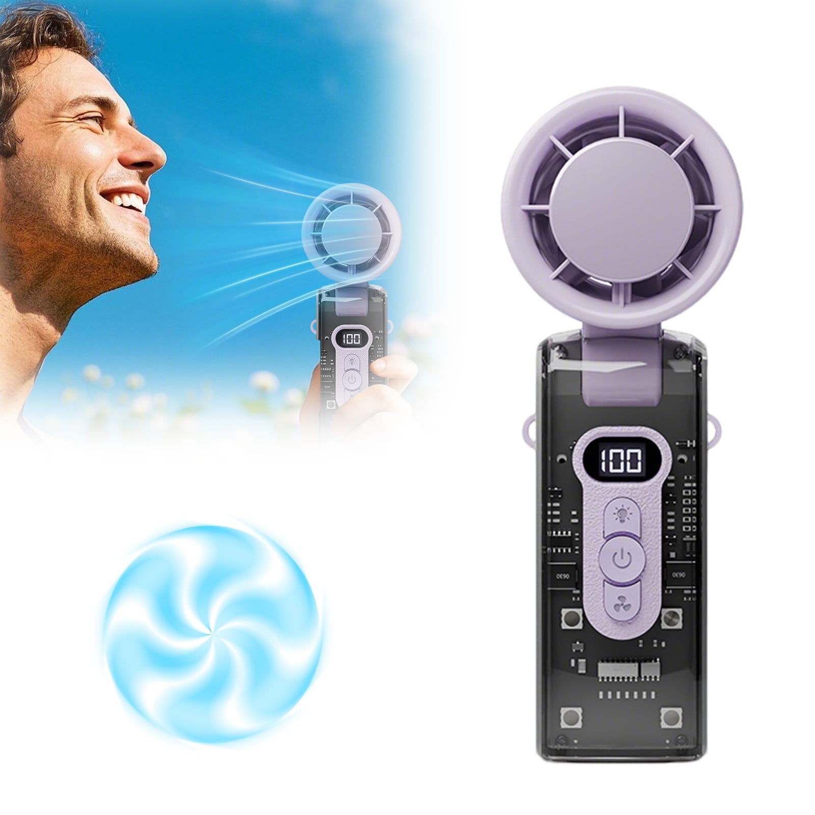 erfcxs Portable USB Desk Fan with Foldable Design Type C Rechargeable ...