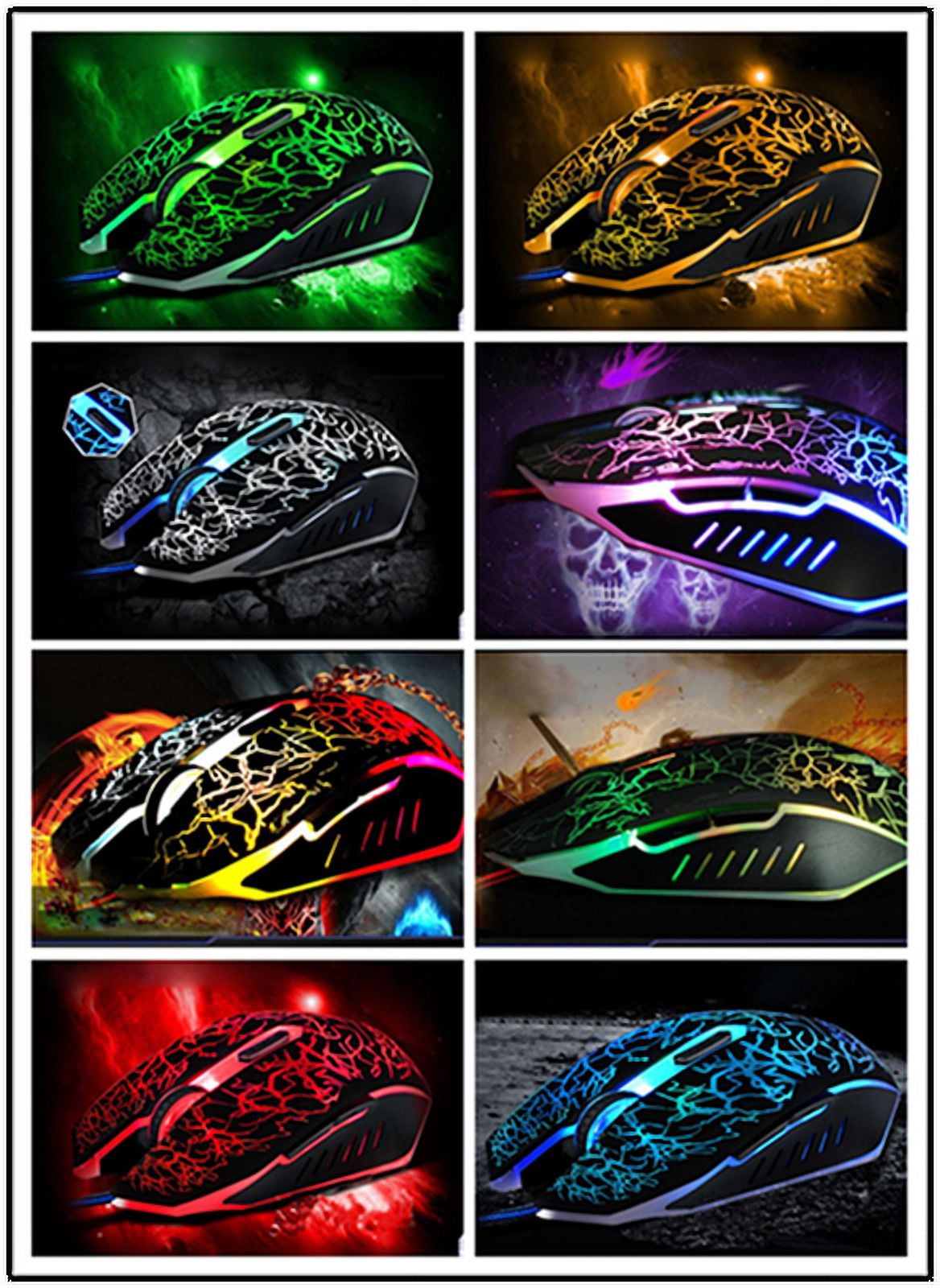 erfcxs Professional Colorful Backlight Gaming Mouse with 6 Buttons ...