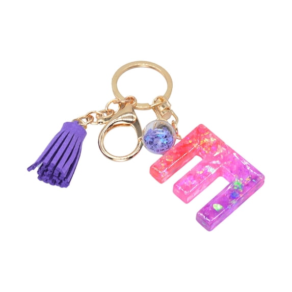 erfcxs Resin Glittering Letter Keychain, Color Stitching Stitching ...