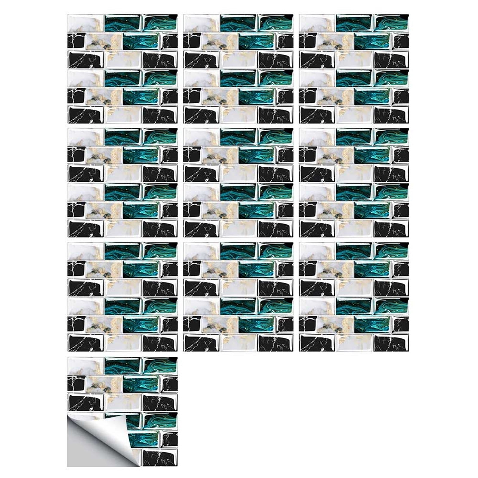erfcxs Self Adhesive 3D Tile Stickers 10 Sheets Kitchen Bathroom Wall ...